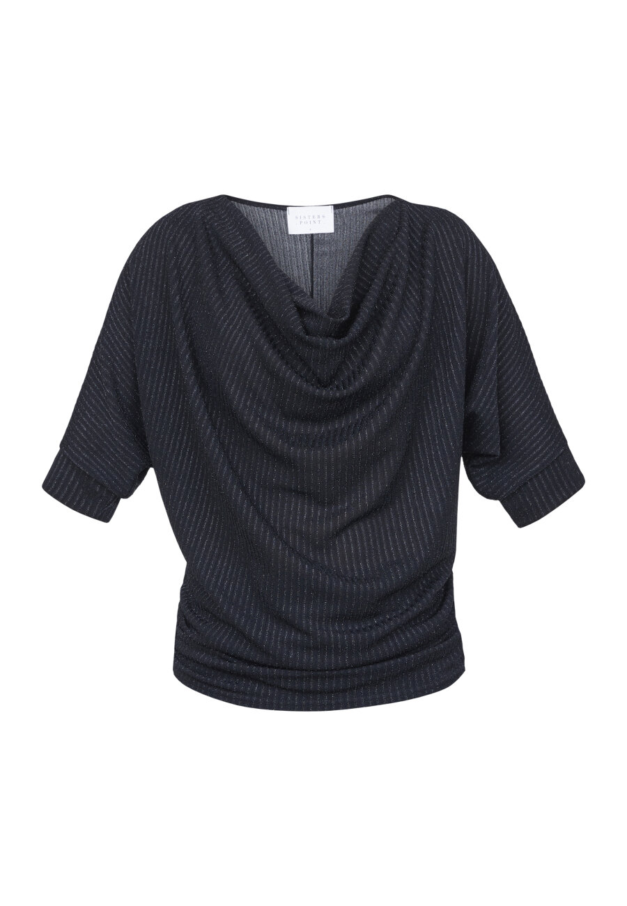 Sort topp med sølvstriper - MioTrend